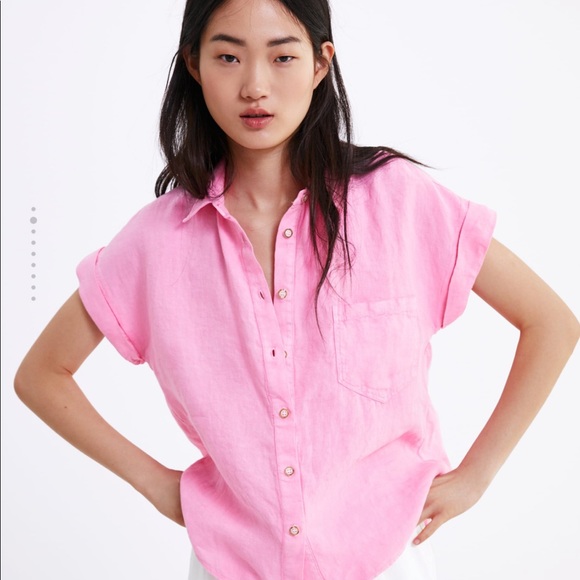 Zara | Tops | Zara Linen Shirt With Pockets | Poshmark